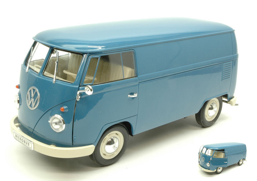 VW T1 BUS 1963 PASTEL BLUE 1:18 – NyeModelbiler.dk