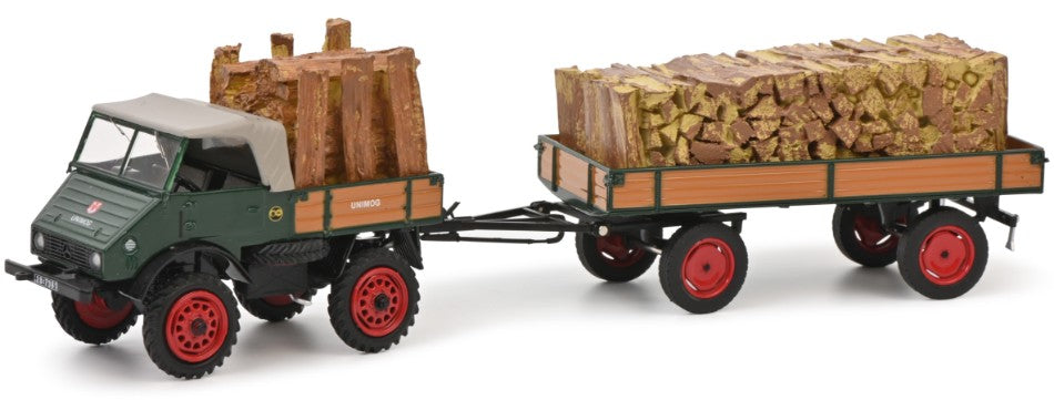 MERCEDES UNIMOG 401 WITH WOOD 1:43 – NyeModelbiler.dk
