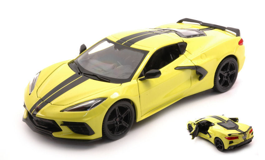 CHEVROLET CORVETTE C8 2020 LEMON YELLOW 1:24 – NyeModelbiler.dk