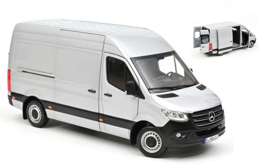MERCEDES SPRINTER 2018 SILVER 1:18 – NyeModelbiler.dk